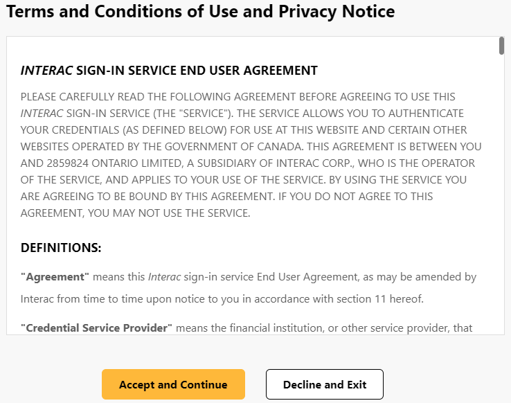 connectFirst - Interac Sign in Services