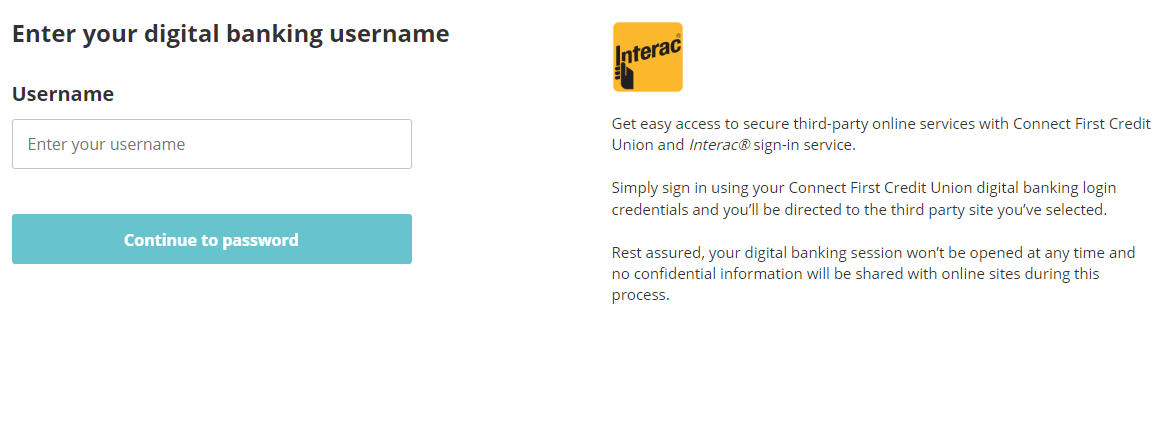 connectFirst - Interac Sign in Services